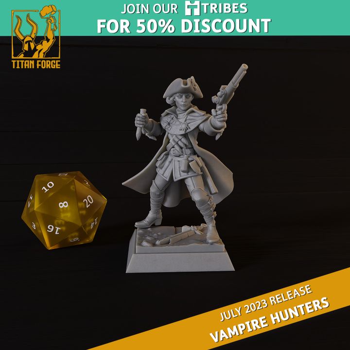 3D Printable Vampire Hunters Reborn Hunters Unit by Titan Forge Miniatures