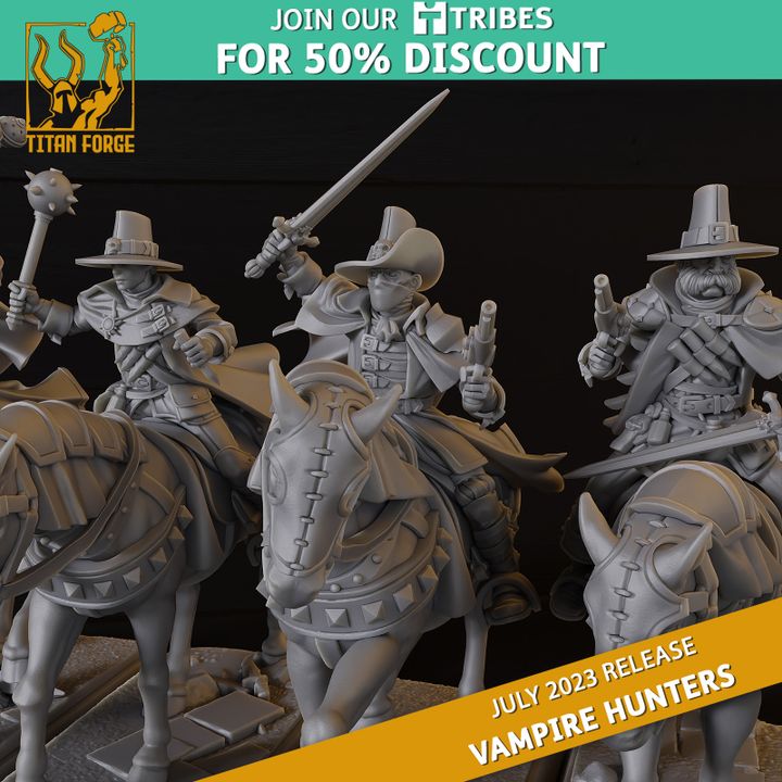 3D Printable Vampire Hunters Reborn Mounted Hunters Unit by Titan Forge ...