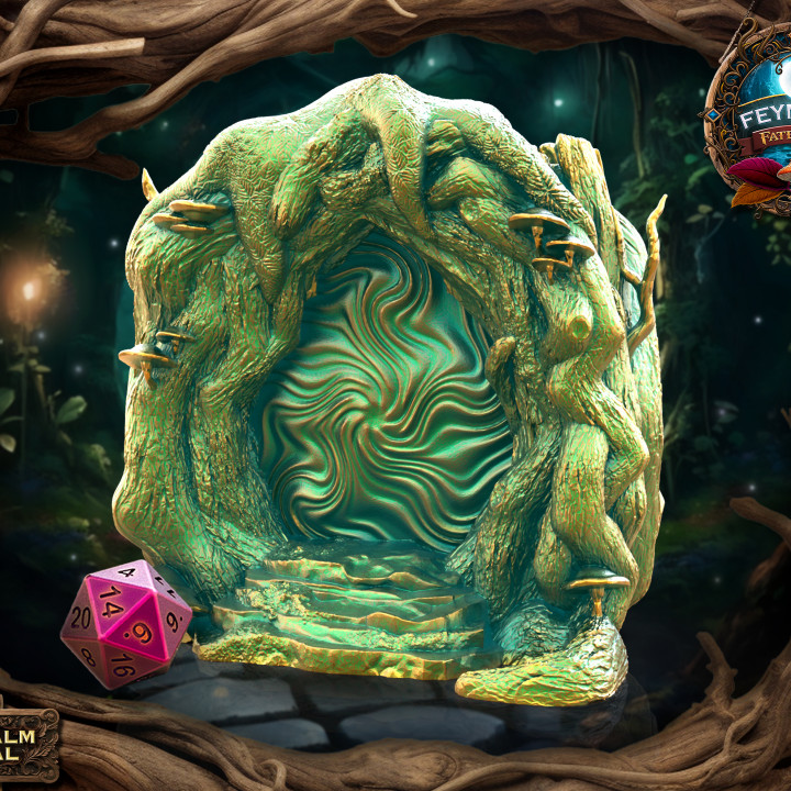 3D Printable Feyrealm Portal Miniature - SUPPORT FREE! by FatesEnd