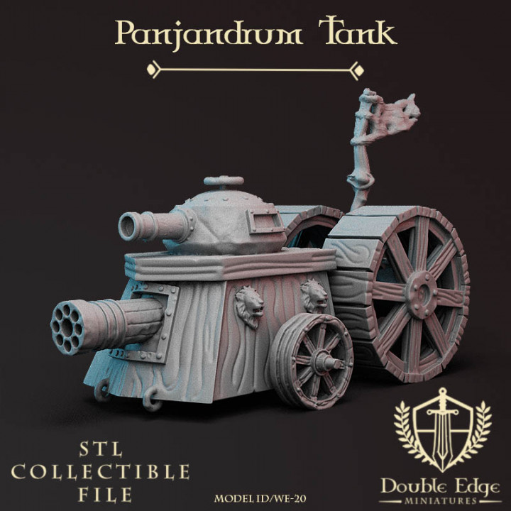 3D Printable Panjandrum Tank MG_20 by Double Edge Miniatures