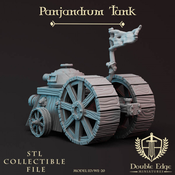 3D Printable Panjandrum Tank MG_20 by Double Edge Miniatures