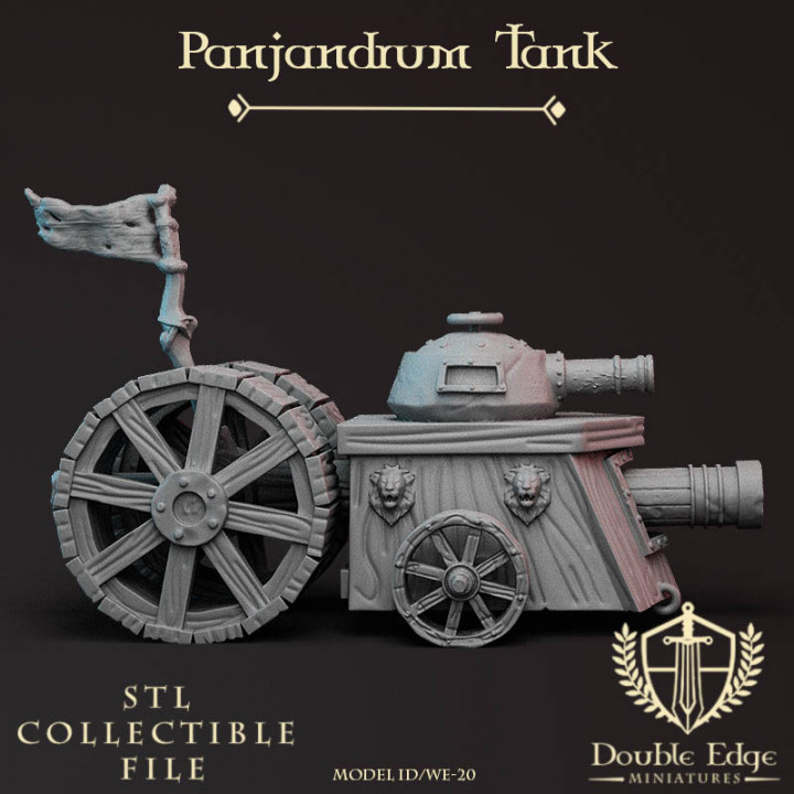 3D Printable Panjandrum Tank MG_20 by Double Edge Miniatures