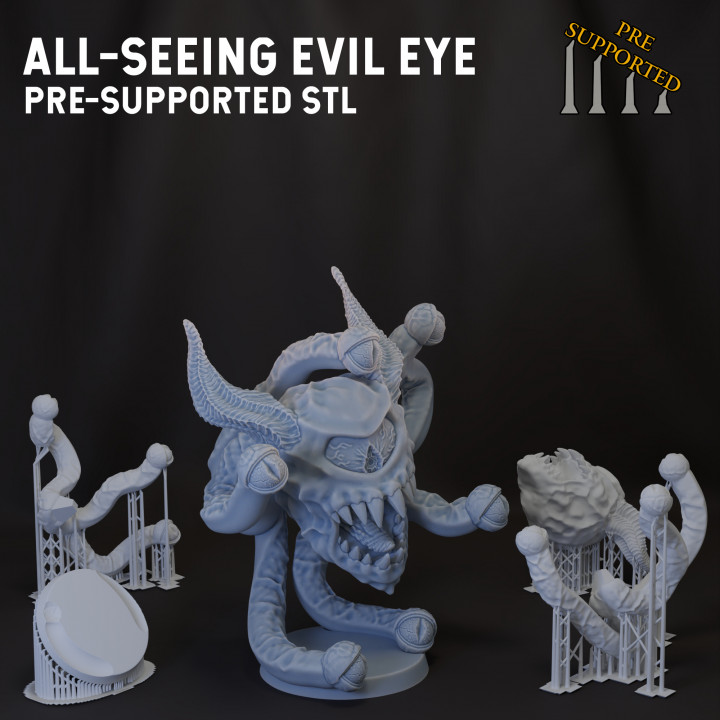 3D Printable All-Seeing Evil Eye - Pre-Supported Beholder by Sea Of Geeks
