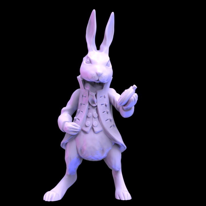 3D Printable White Rabbit by Gametee 3d Miniatures