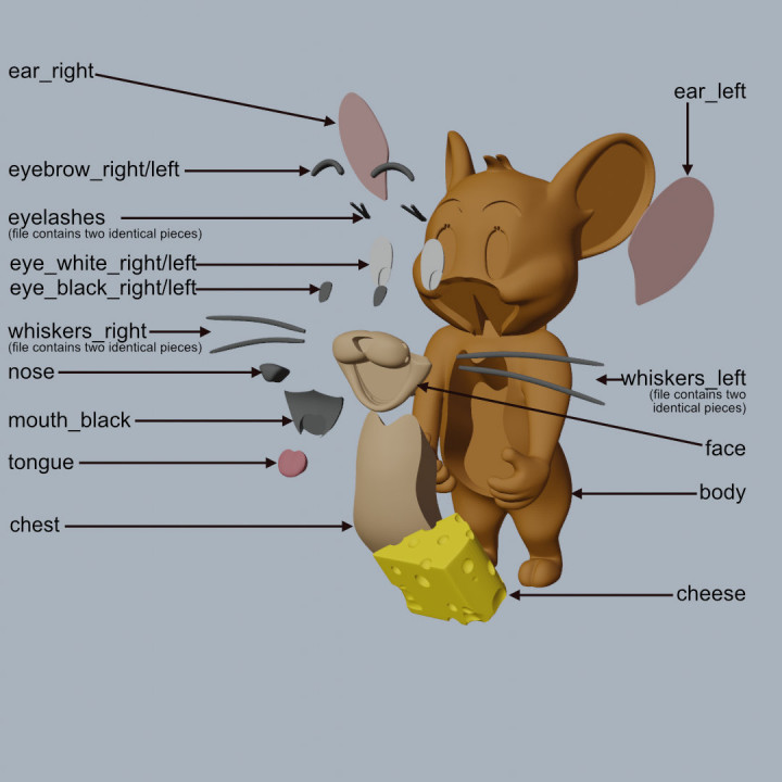 3D Printable Jerry Mouse by Steve Solomon
