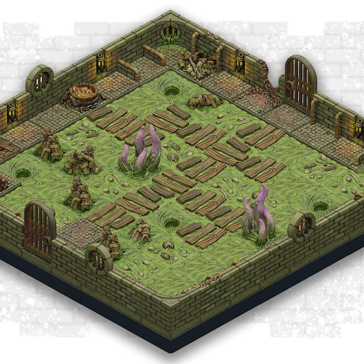 3D Printable THE TOXIC SEWER (Dungeon Blocks) by Dungeon Blocks