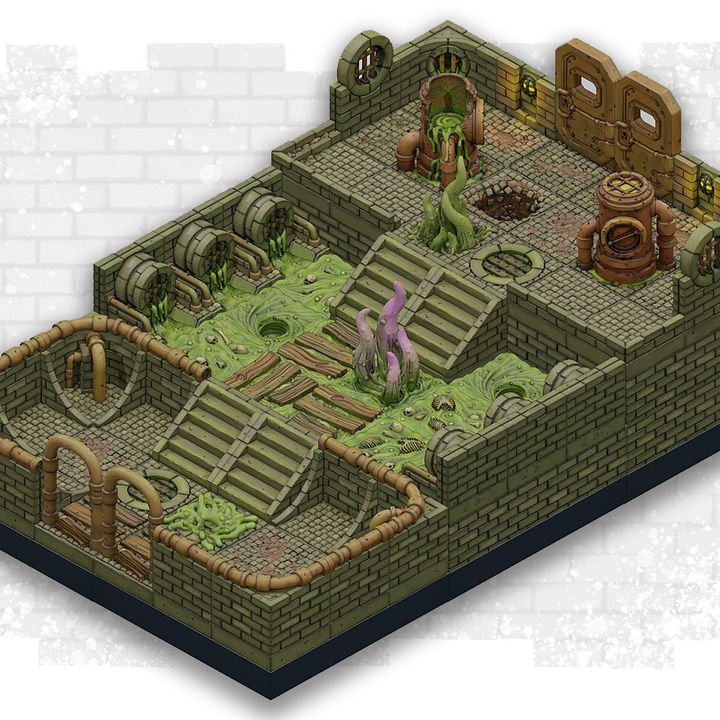 3D Printable THE TOXIC SEWER (Dungeon Blocks) by Dungeon Blocks
