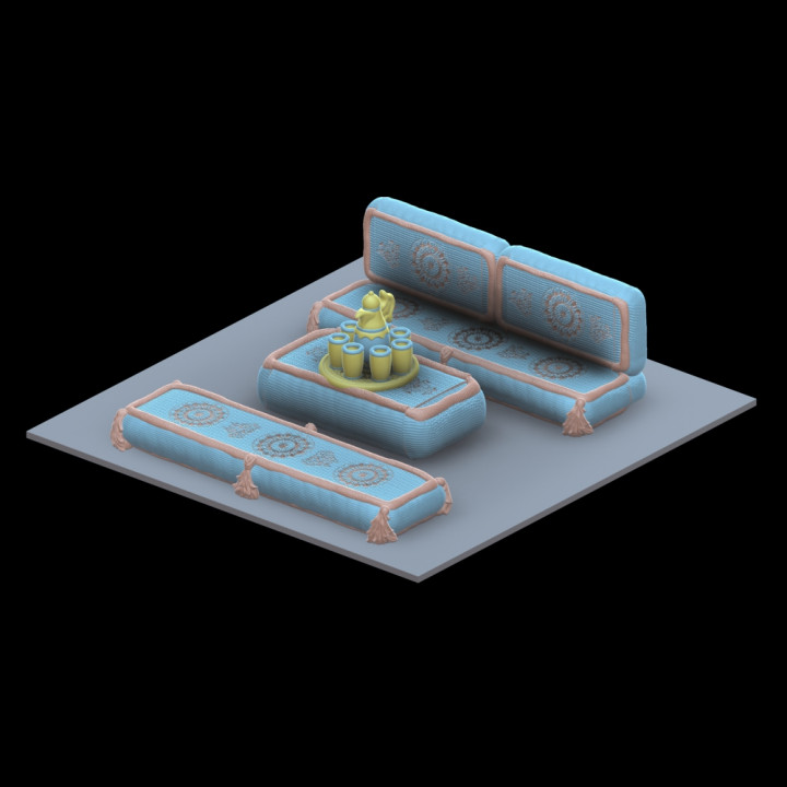 3D Printable Majlis Set - Arabian Nights by MiniaturesCraze