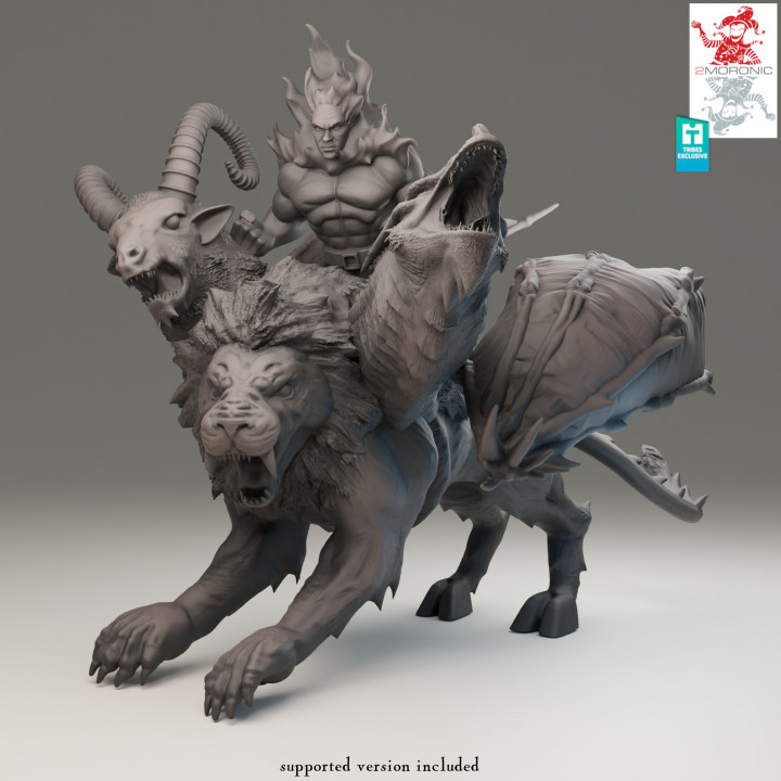 3D Printable Azer Riding Chimera by 2moronic miniatures