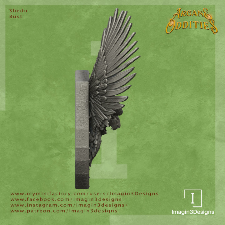 3D Printable Pre-Supported Shedu Bust by Imagin3Designs