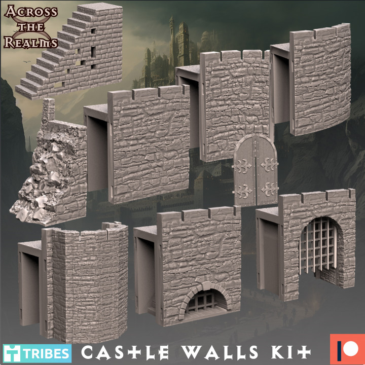 3D Printable Castle Walls Kit by Across the Realms