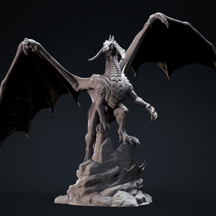 3D Printable Adult black dragon by clynche art