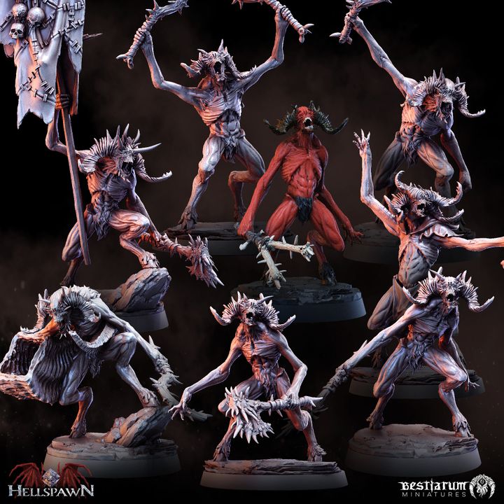 3D Printable Hellfiends x8 | Hellspawn | Demon by Bestiarum Miniatures