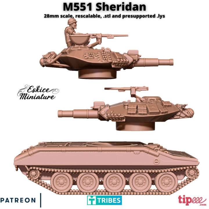 3D Printable M551 Sheridan tank - 28mm by Eskice Miniature - Aron