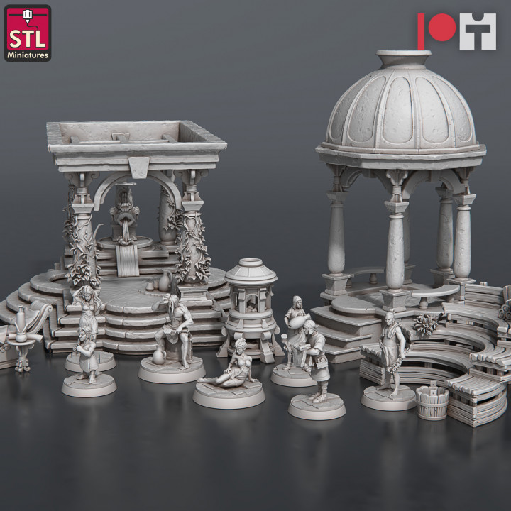 3D Printable Bath House Set by STL Miniatures