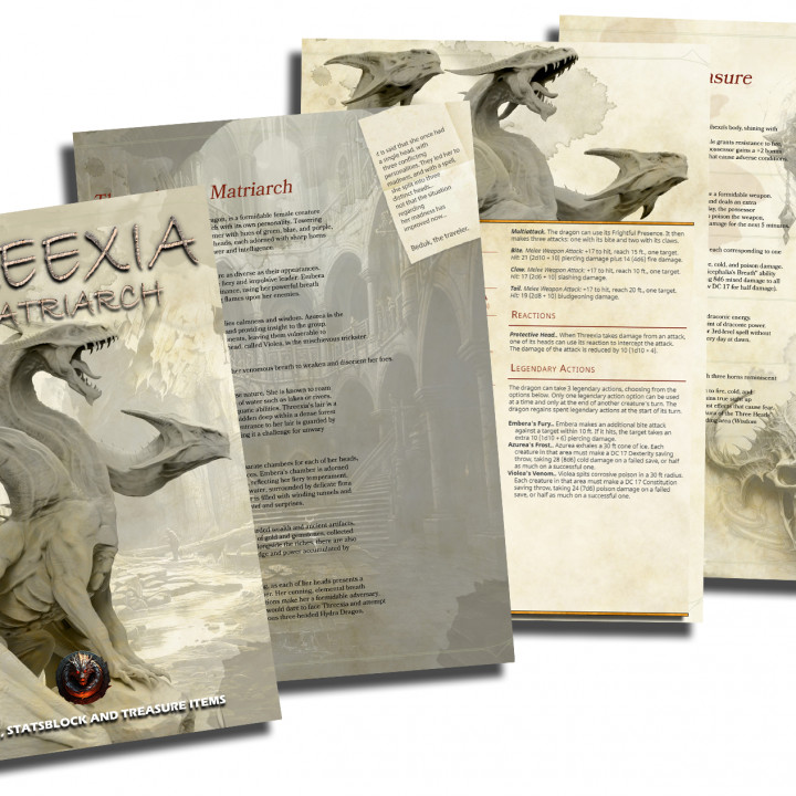 3D Printable Threexia, the Matriarch Hydra Dragon by One Dragon Coin ...