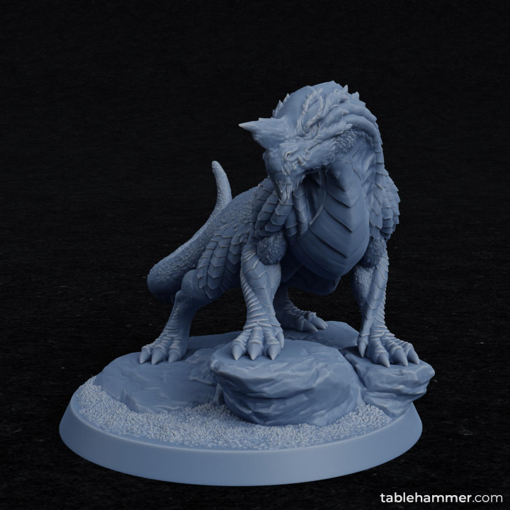 3D Printable Ignitius the Helldrake (drake/dragon creature) by Tablehammer