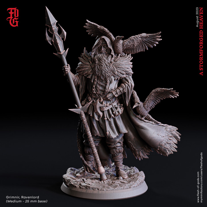 3D Printable Grimnir, Ravenlord by Flesh of Gods