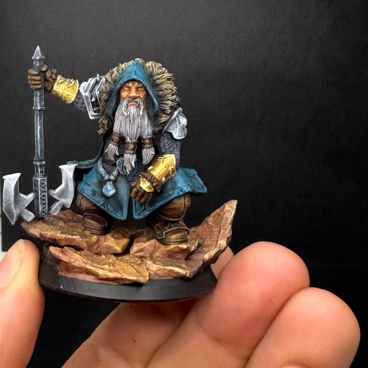 3D Print of Helsdred, Shield Of The Storm (Dwarf Fighter) by jononik