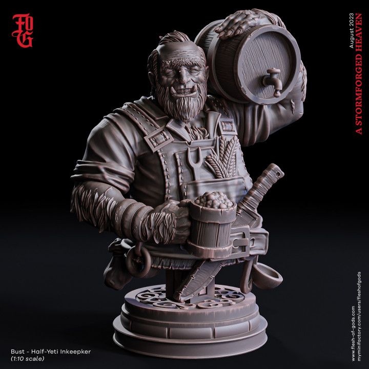 3D Printable Bust - Half-Yeti Inkeeper by Flesh of Gods
