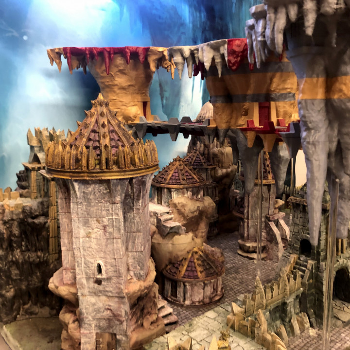 3D Printable Fortified Stalactite & Bridge Compound by GameScape3D