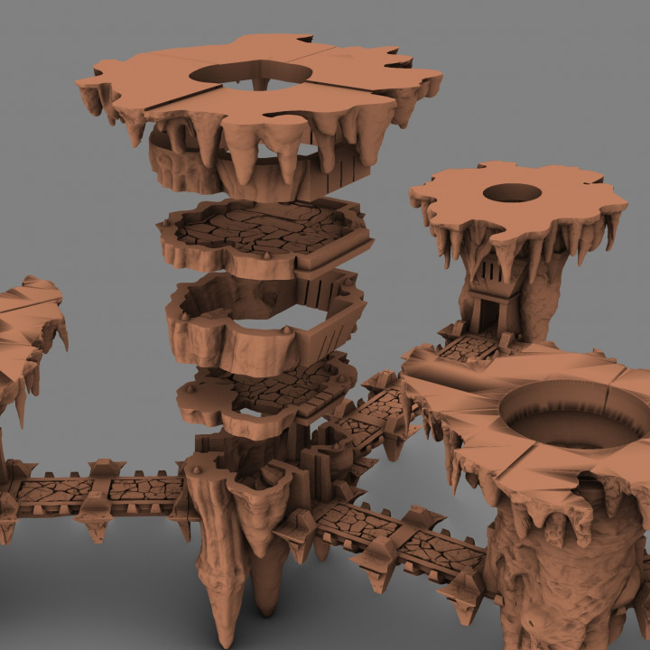3D Printable Fortified Stalactite & Bridge Compound by GameScape3D