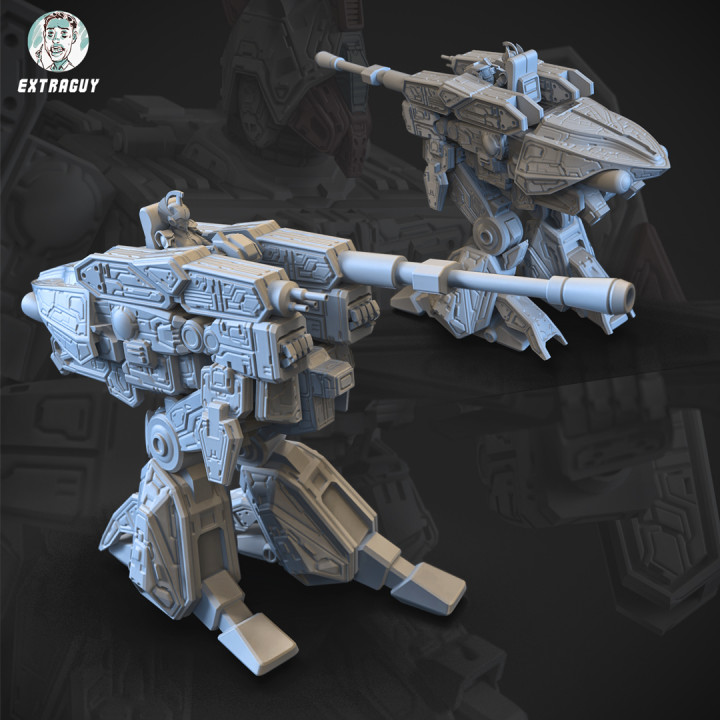 3D Printable Walking Tank Mech 3D Printable 75mm by Extra Guy