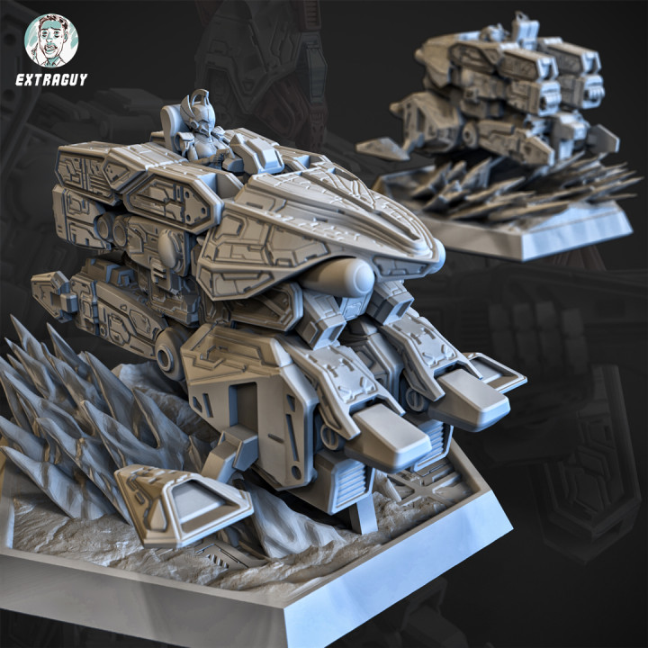 Download Walking Tank Mech 3D Printable 75mm von Extra Guy