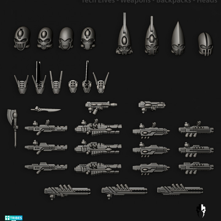3D Printable Tech Elves - Heavy Fire Support by Edge Miniatures