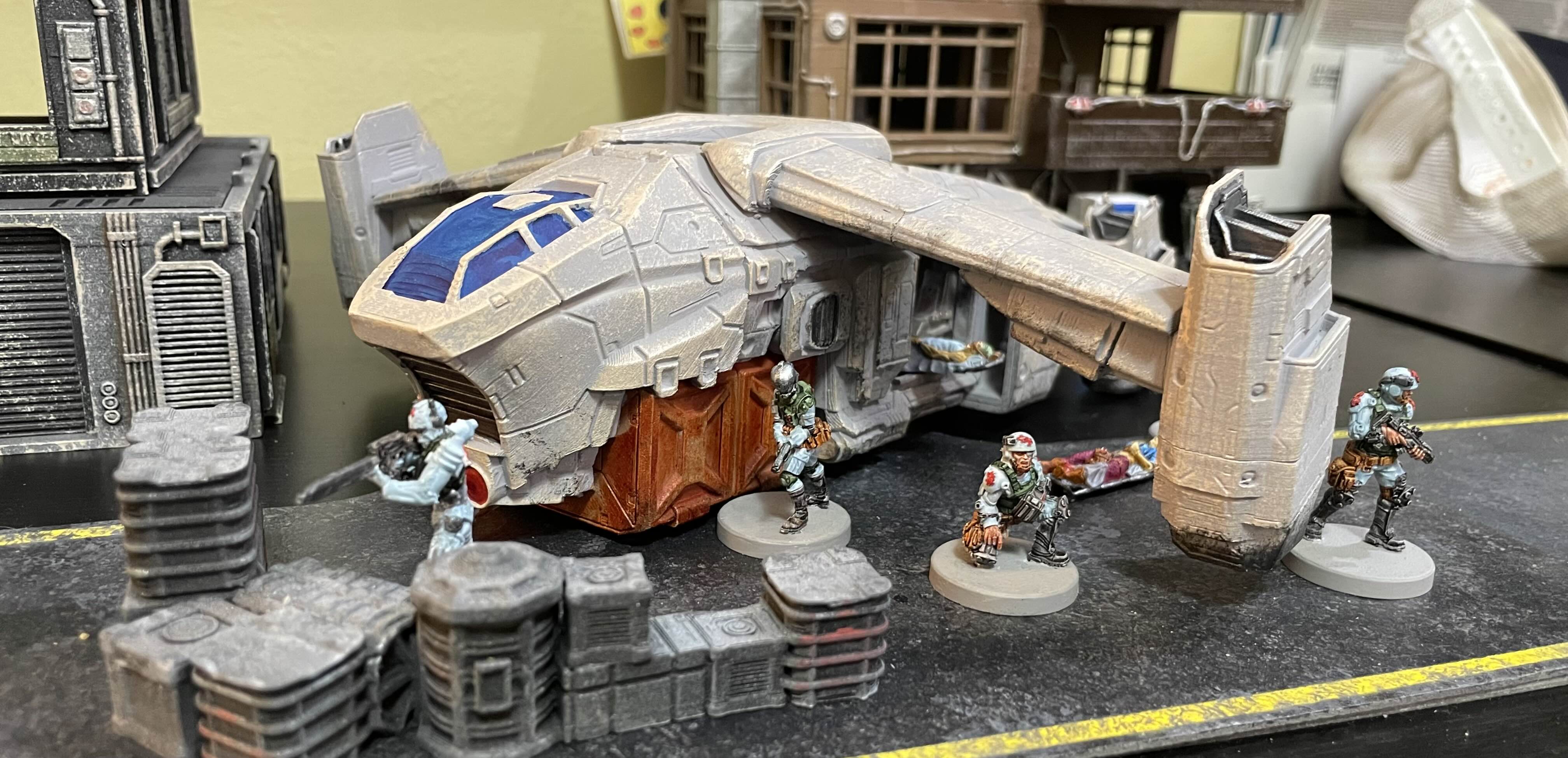 3D Printable Cyberpunk - NeoGlide V-4 - Shock Team flyer / VTOL by UNIT9