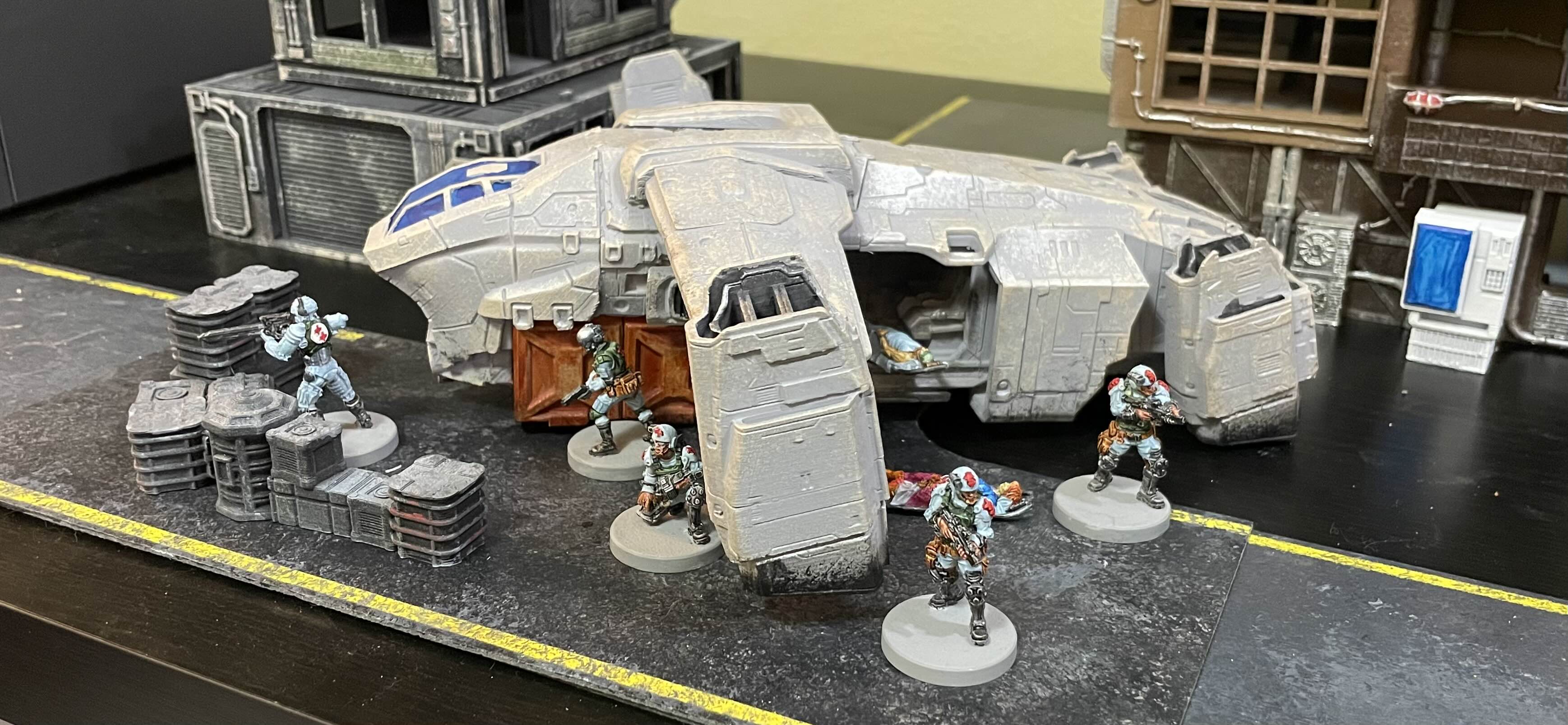 3D Printable Cyberpunk - NeoGlide V-4 - Shock Team flyer / VTOL by UNIT9