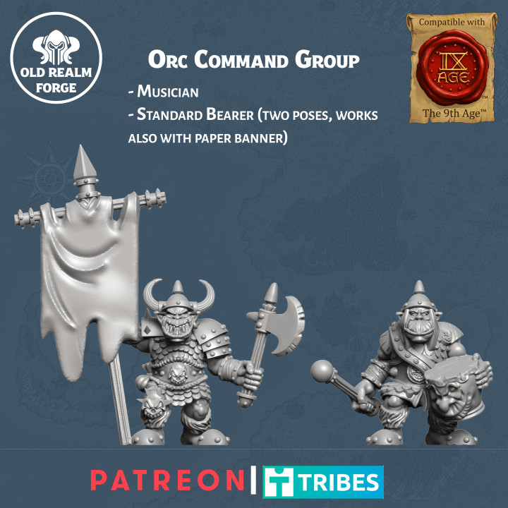 3D Printable Armored Orcs Command Group by Old Realm Forge