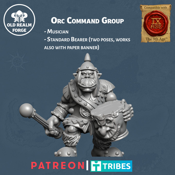 3D Printable Armored Orcs Command Group by Old Realm Forge