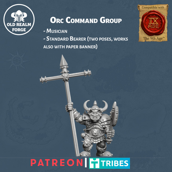3D Printable Armored Orcs Command Group by Old Realm Forge