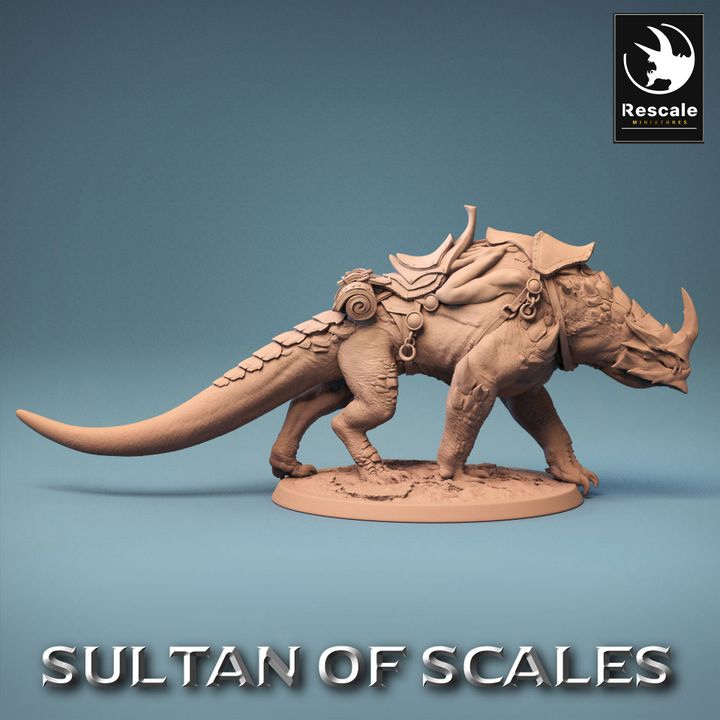 3D Printable Dragonborn Mount Walk by Rescale Miniatures