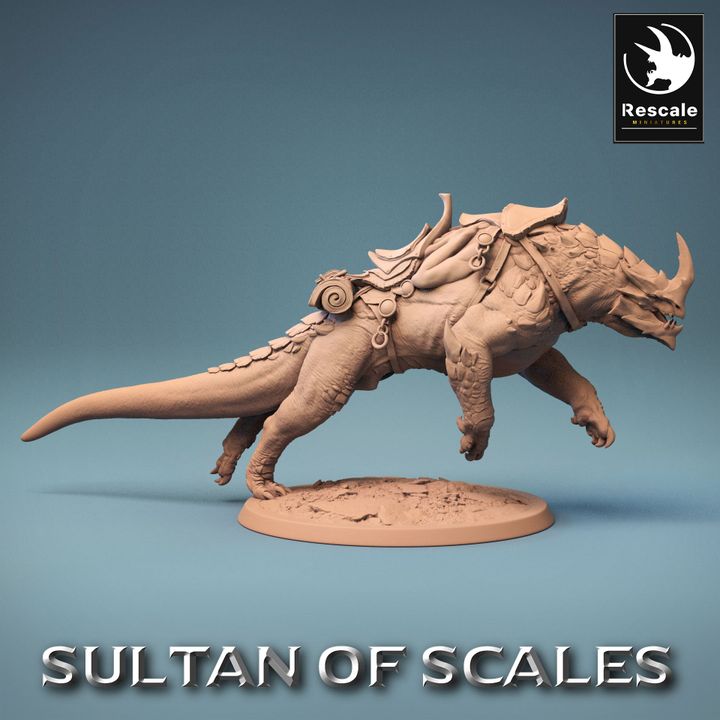 3D Printable Dragonborn Mount Charge B by Rescale Miniatures
