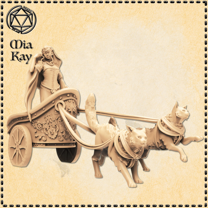 3D Printable Freya with her Chariot Cats by M3DM