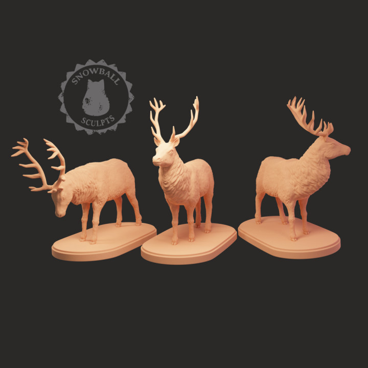 3D Printable Stag Set by Snowball Sculpts
