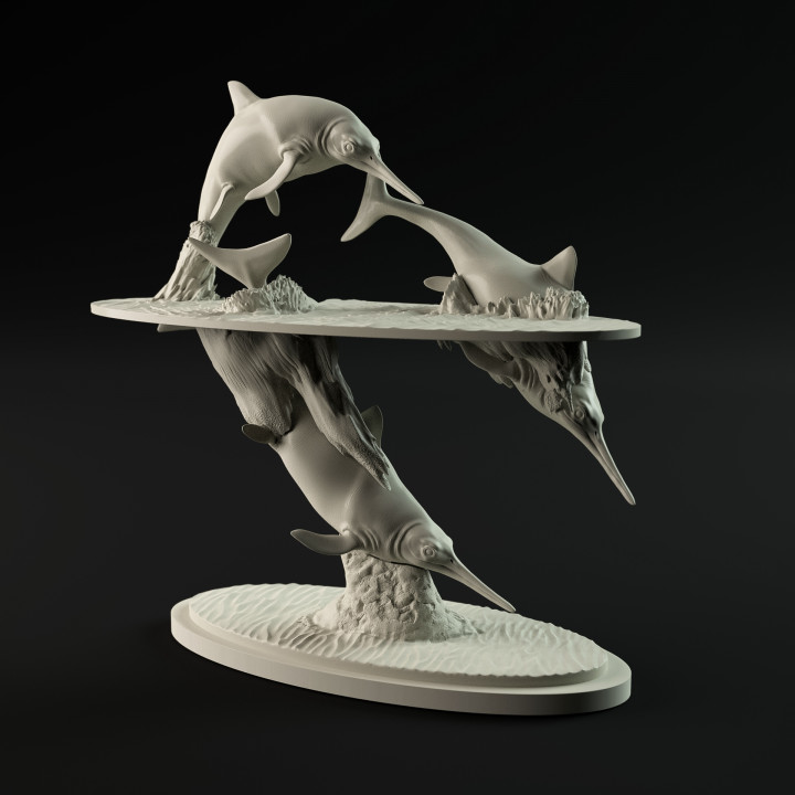 3D Printable Ichtyosaur jumping 1-35 scale pre-supported marine reptile ...