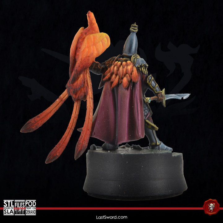 3D Printable Elven Prince with Phoenix by LastSword Miniatures