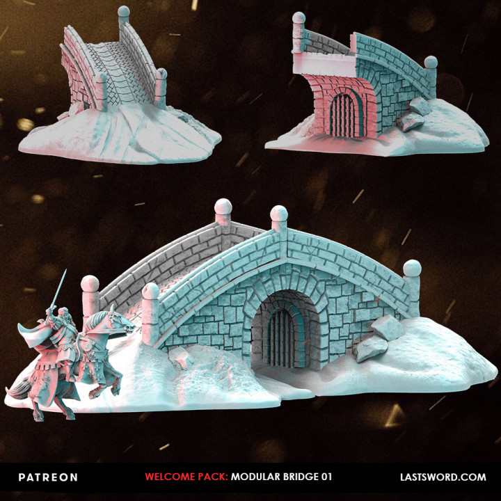 3D Printable Stone Bridge by LastSword Miniatures