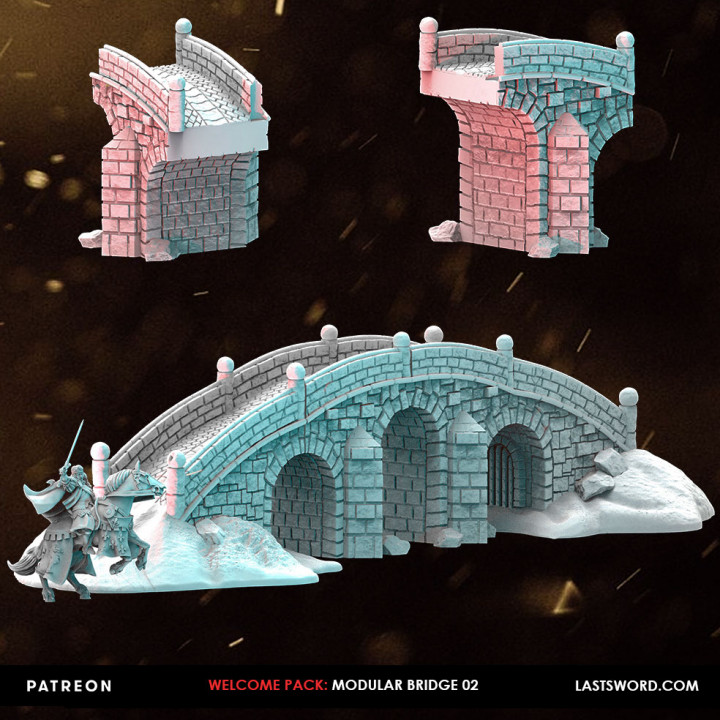 3D Printable Stone Bridge by LastSword Miniatures