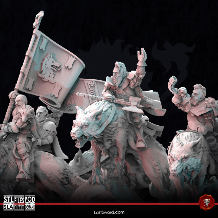 3D Printable Wolf Riders of Avernia by LastSword Miniatures