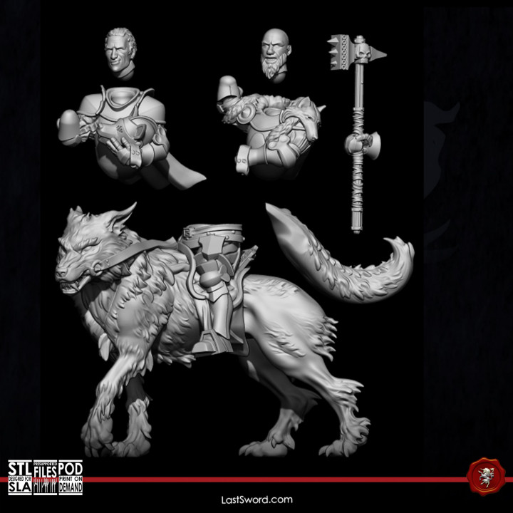 3D Printable Wolf Riders of Avernia by LastSword Miniatures