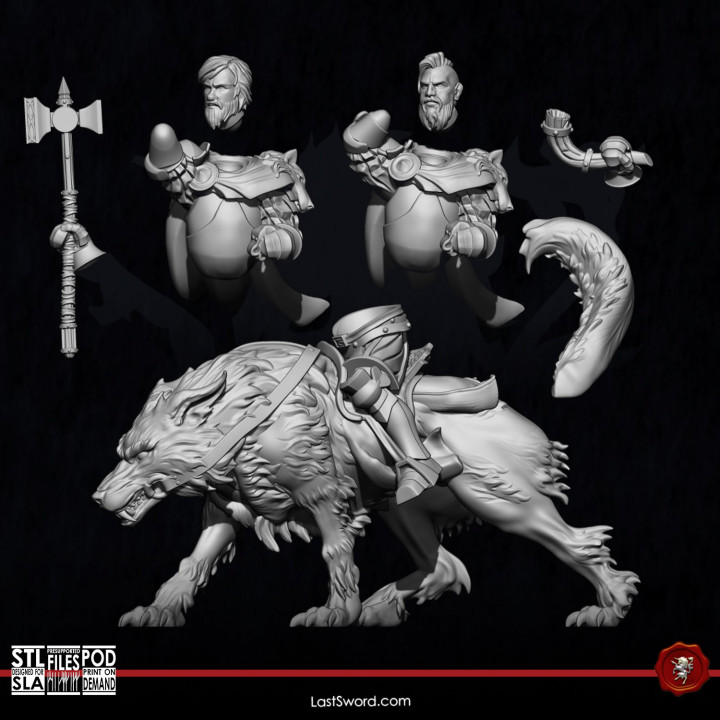 3D Printable Wolf Riders of Avernia by LastSword Miniatures