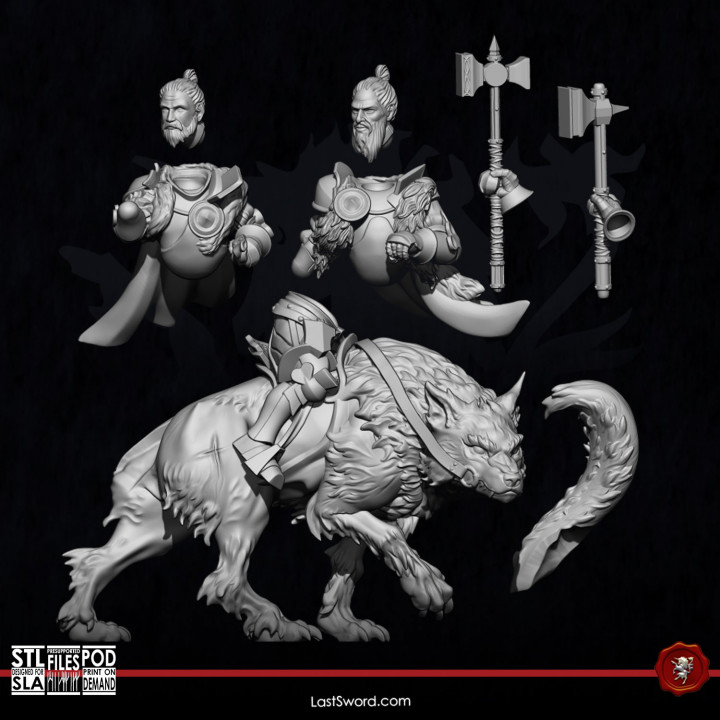 3D Printable Wolf Riders of Avernia by LastSword Miniatures
