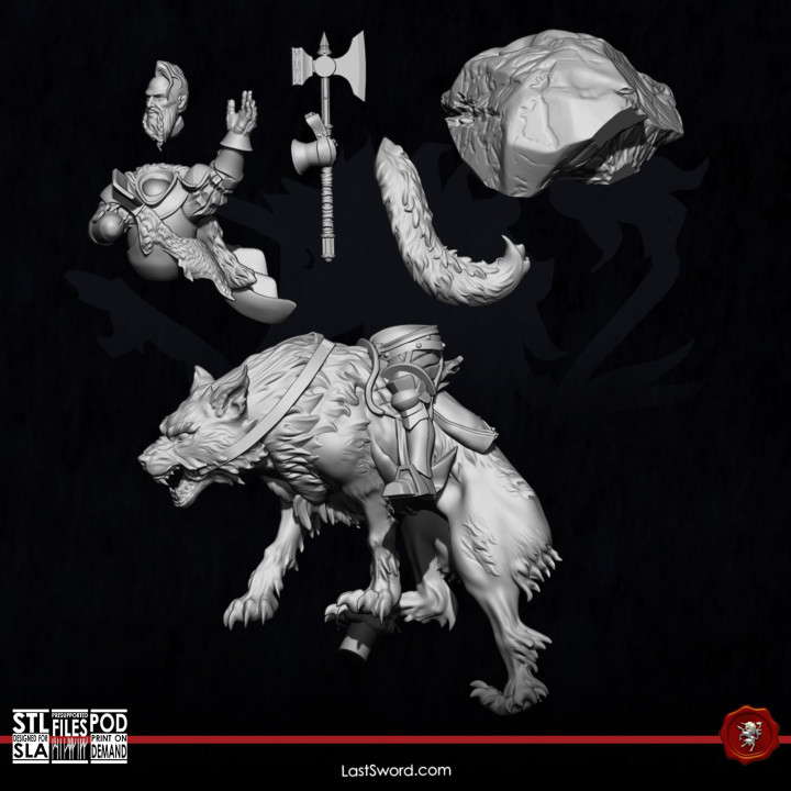 3D Printable Wolf Riders of Avernia by LastSword Miniatures