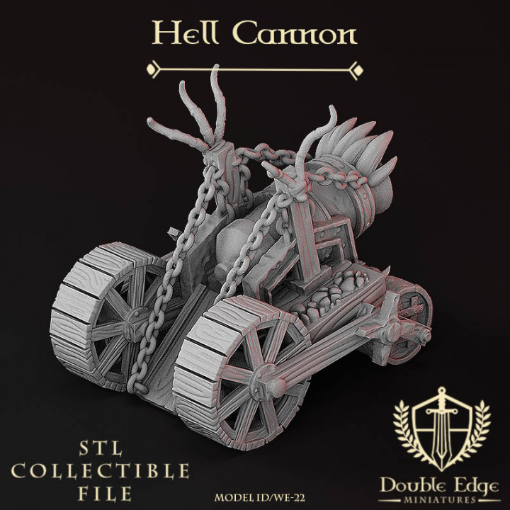 3D Printable Hell Cannon WE_22 by Double Edge Miniatures