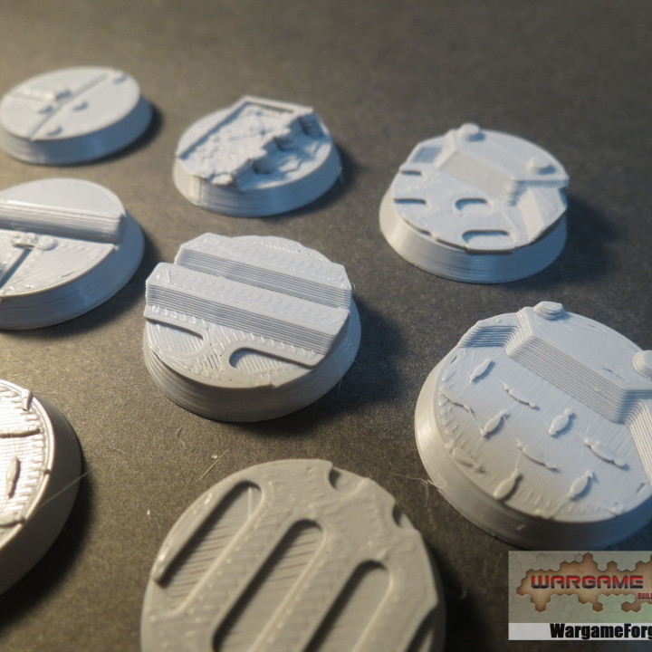 3D Printable Ten 25mm Industrial Themed Miniature & Model Bases by ...