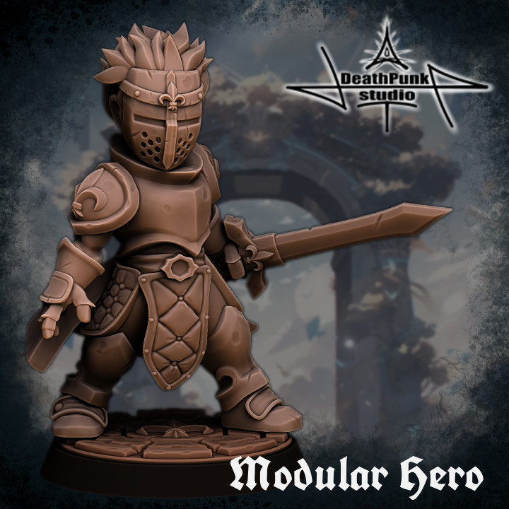 3D Printable Modular heroes : human paladin by Deathpunk Studio
